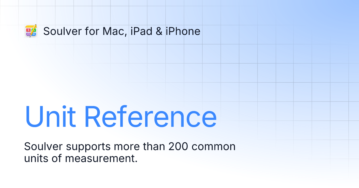 Unit Reference | Soulver for Mac, iPad & iPhone